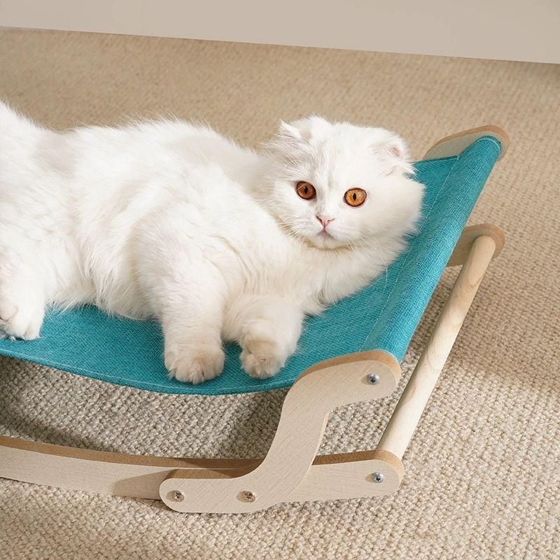 New pet bed trimmer rocking chair simple smooth wooden cat nest four ...
