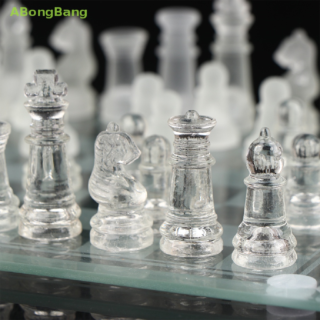 ABongBang 1Set Craft Crystal Glass Chess Set Acrylic Chess Board Anti ...