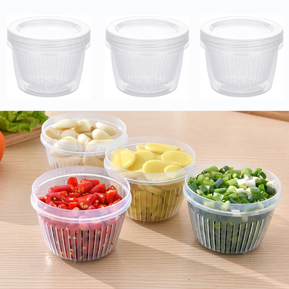 Onion Ginger Garlic Containers Double-Layers Drain Basket Kitchen Food ...