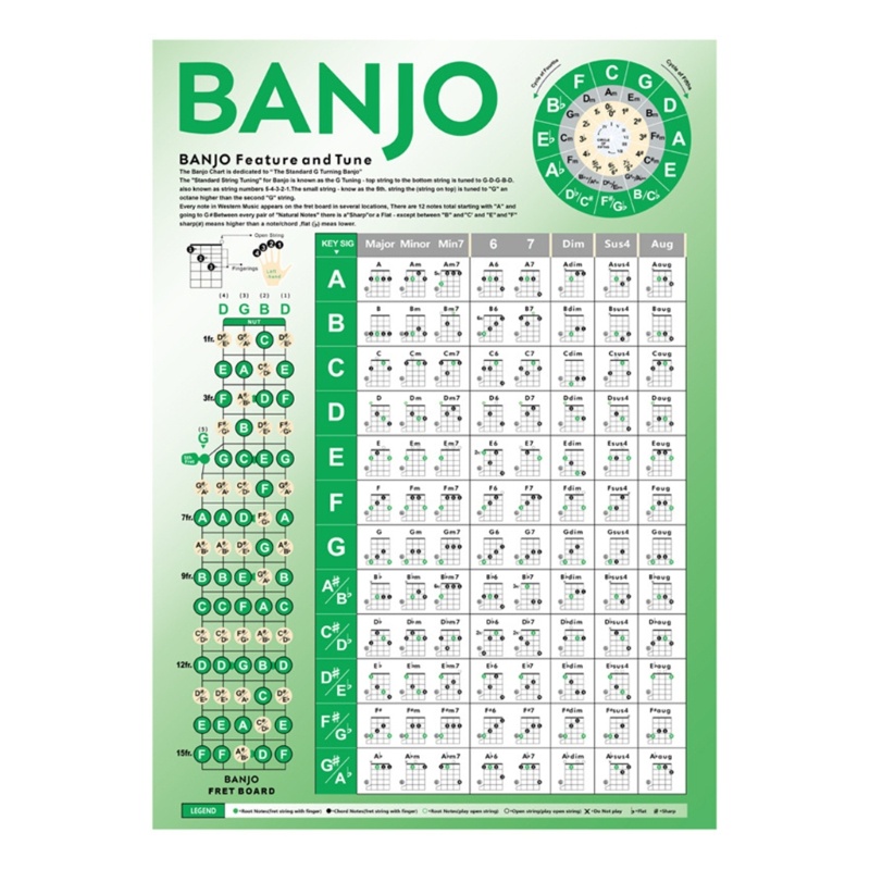 BST Banjo Chord Chart Poster Instructional Chart Beginner Fingering ...