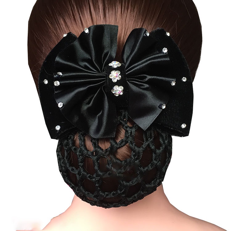 Fashion Crystal Bowknot Bun Hairnet for Women Professional Lady ...