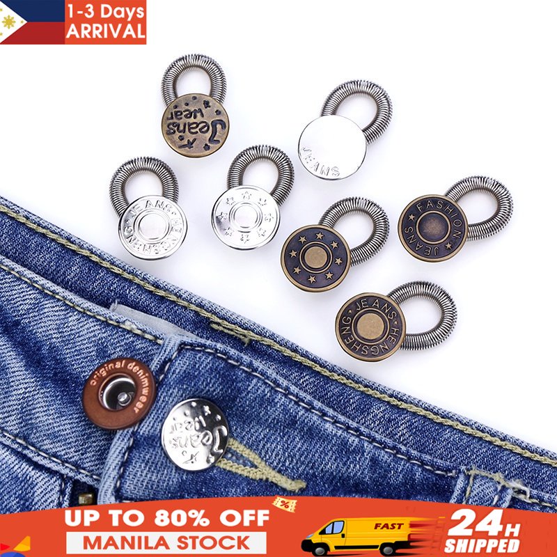 Adjustable Retractable Waist Extenders Waistband Metal Spring Button ...