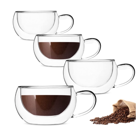 YMS Double Wall Cappuccino Glass Mugs | Shopee Philippines