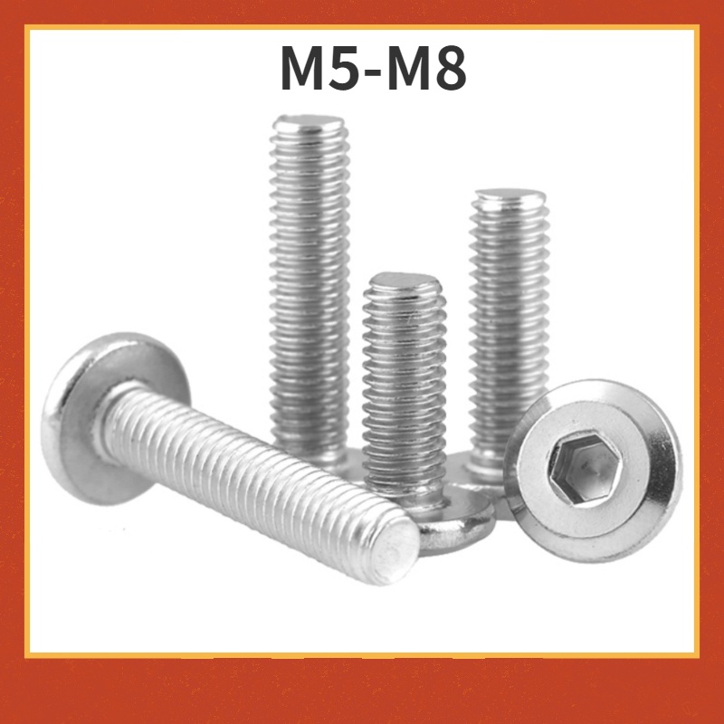 [XJK] M5/M6/M8 Furniture Screws SUS304 Flat Head Chamfering Round Beveled Hexagon Socket ...