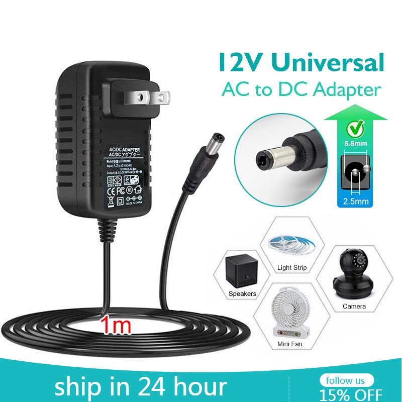 12V 2A Adaptor AC to DC Plug Power Supply Adaptor For TV Plus Tuner ...