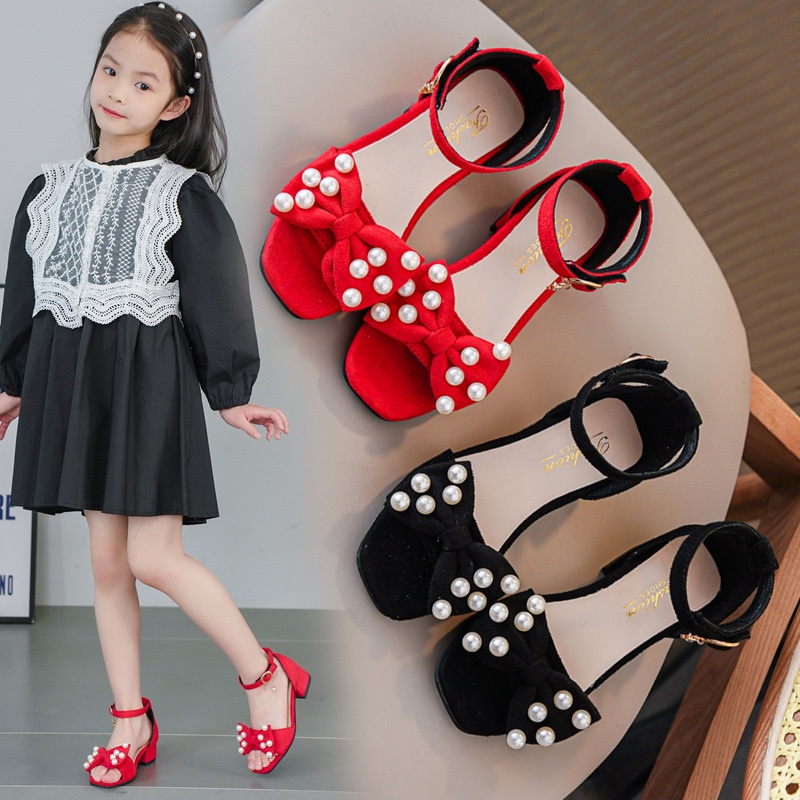 Red Sandals for Kids Girls High Heels Shoes Princess Big Children's ...