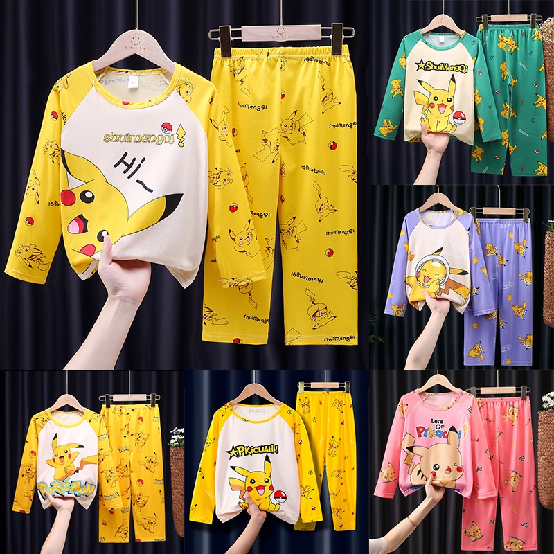 Pikachu Pajama For Kids Pokemon Sleeve Pajama For Boys And Girls Thin ...