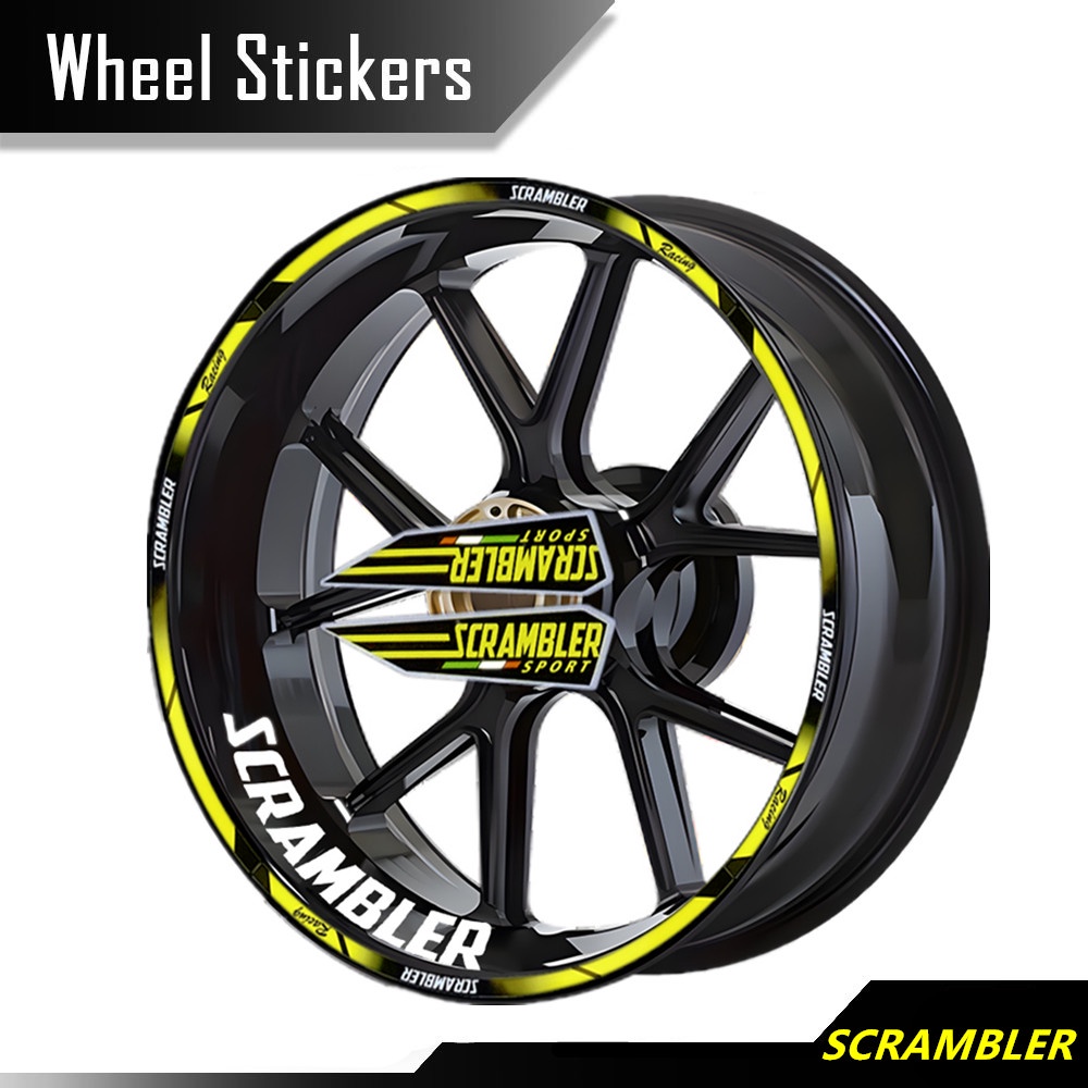 DUCATI SCRAMBLER Motorcycle Reflective Wheel Sticker Mags Decal Mags ...