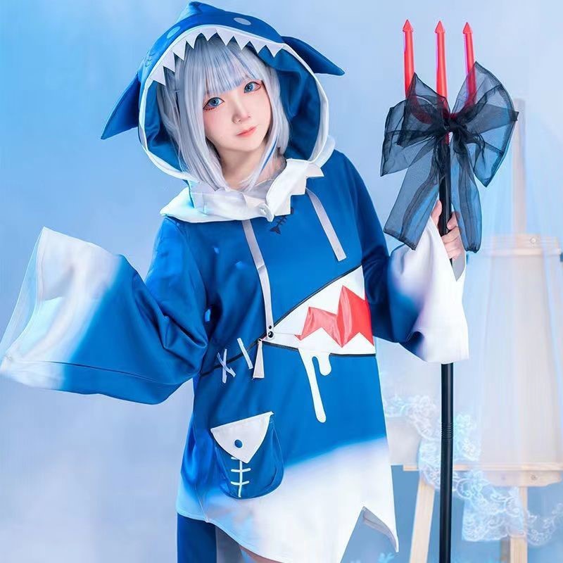 Hololive Gawr Gura Cosplay Costume wig ENG Shark Costume for Girl Women Halloween Cosplay Full ...