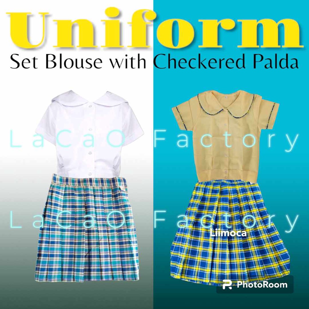 LACAO'S SCHOOL UNIFORM SET//BLOUSE WITH PLAIN COLORED PALDA//LIAS ES ...