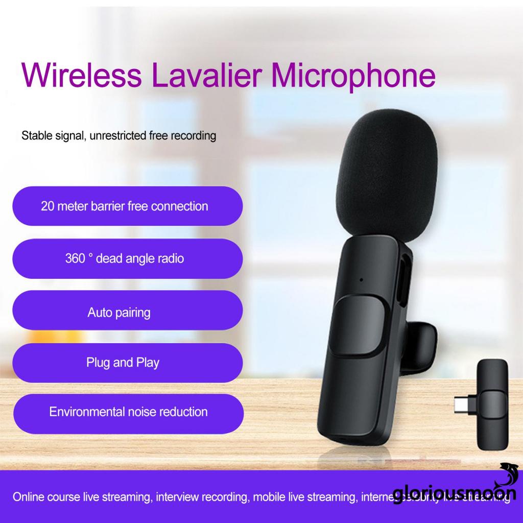 GLORIOUSMOON-Wireless Microphone Bluetooth Microphone Mini Microphone with Clip and Rechargeable ...