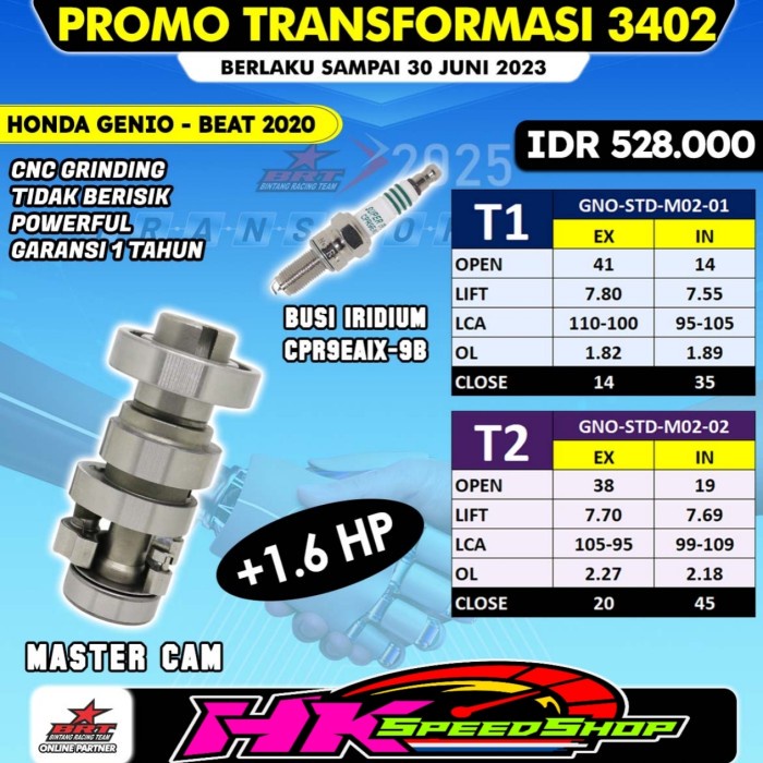 Noken AS BRT MASTER CAMSHAFT GENIO / ALL NEW BEAT / BEAT / SCOOPY 2020 2021 2022 2023 S2 T1 T2 ...