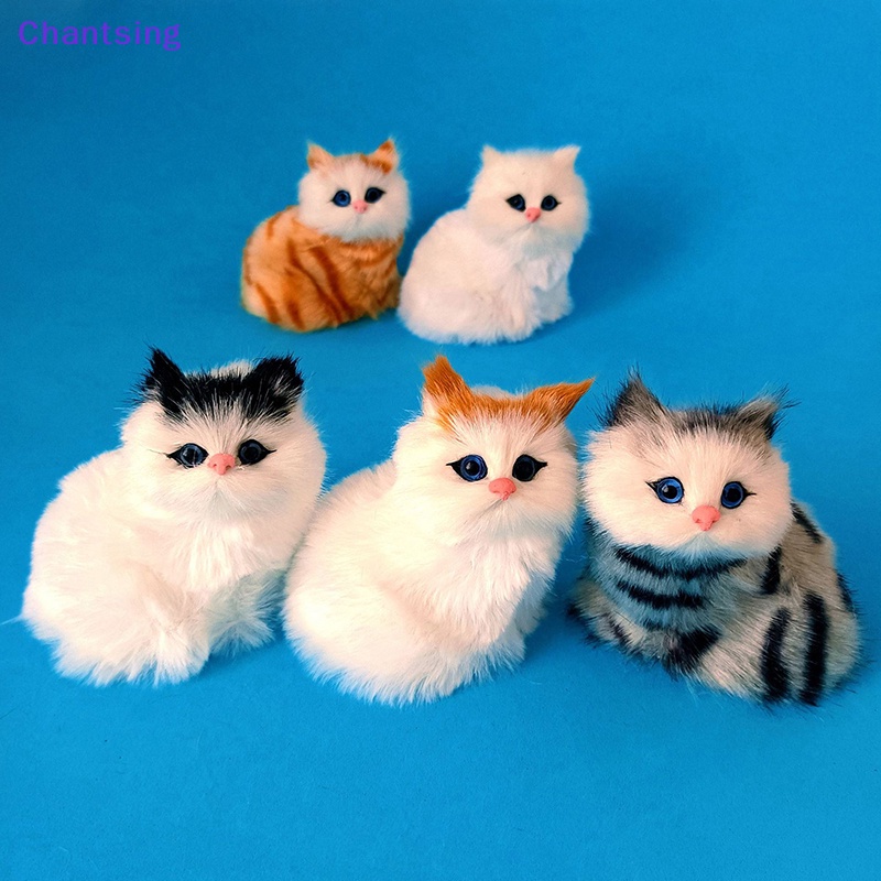 Cute Simulation Cat Plush Toys Soft Stuffed Kitten Model Fake Cat ...