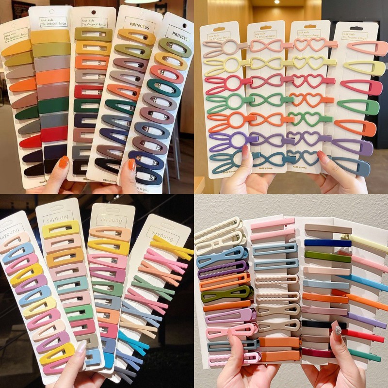 Korean Color Morandi Hair Clip Set Girl Simple Bb Clip Bangs Hair Clip ...