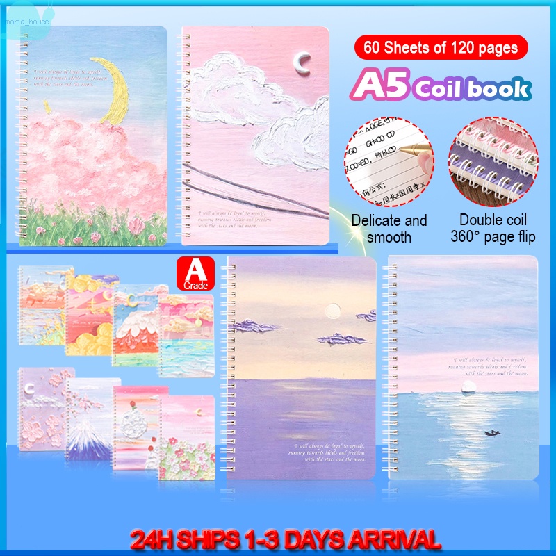 A5 Oil Painting Coil Notebook Spiral Landscape Aesthetic Classroom ...