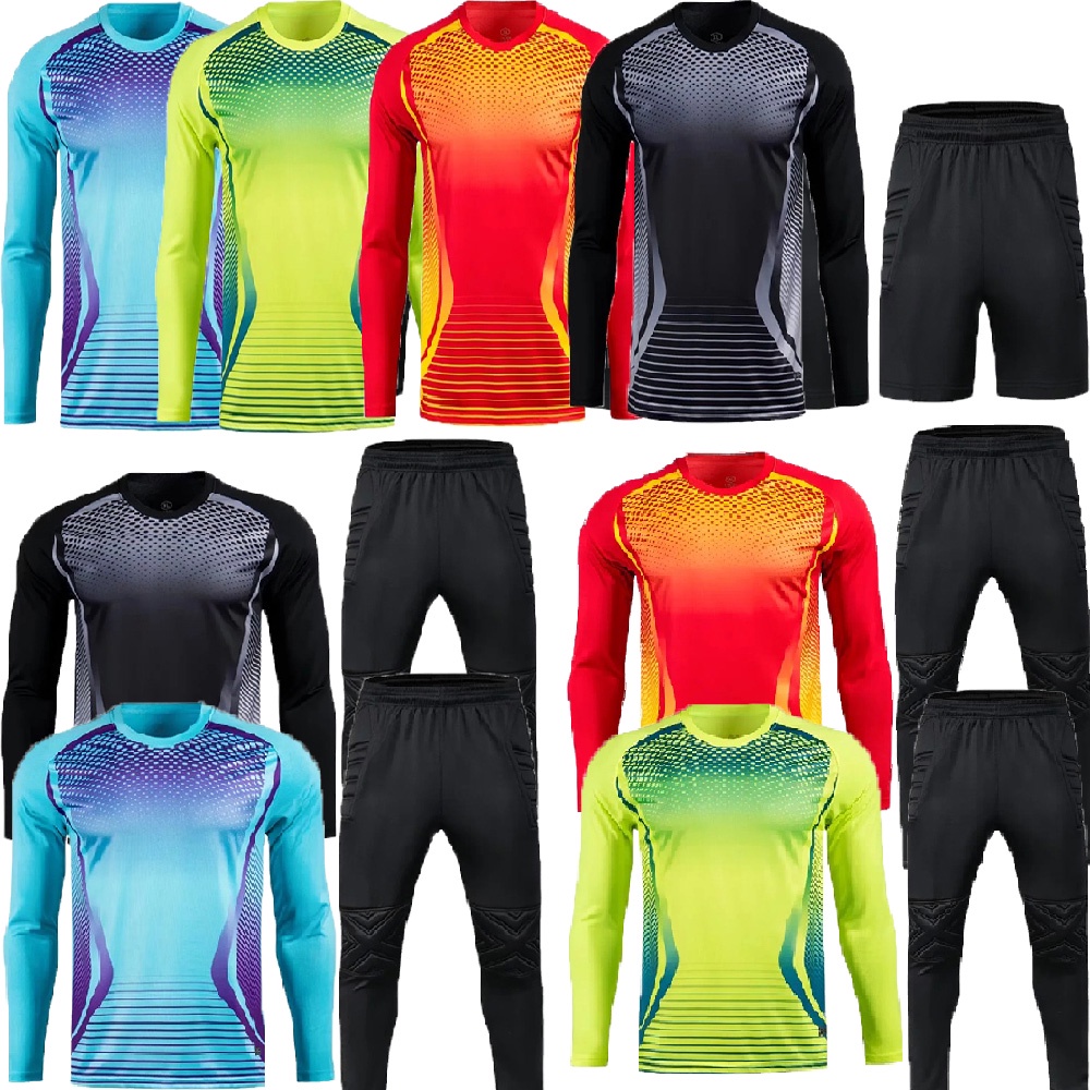 Men's Adult Soccer Goalkeeper Uniform Protective Sponge Long Sleeve ...