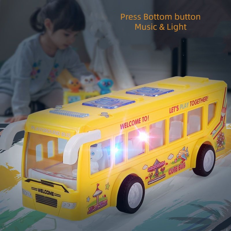 【Ready Stock】Inertial bus toy sound and light music bus model bus drop ...