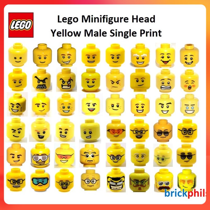 Lego Minifigure Head - Yellow Male Single Print | Shopee Philippines