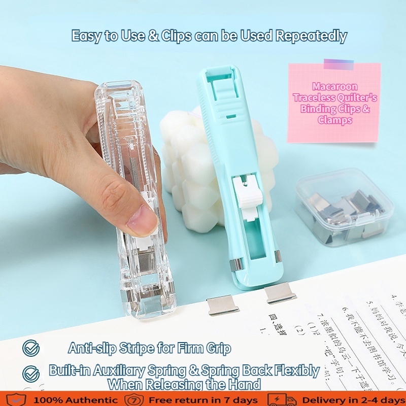 Clip Push Stapler Fixed Clips Stapler Binding Clip Reusable Portable ...