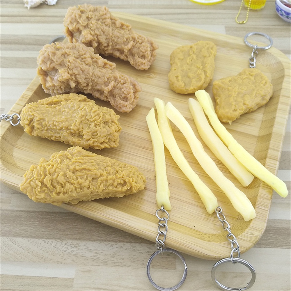 Simulation Food Keychain French Fries Chicken Nuggets Keychain Fried ...