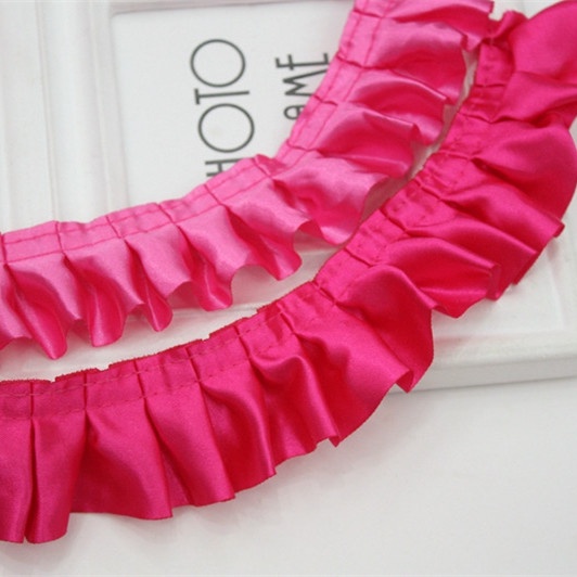 【1m】Satin Lace Ruffles Trim Multicolor Ribbon Apparel Dress Craft ...