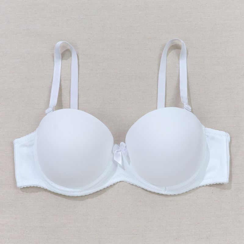 PARIFAIRY Black White Beige Pure Color Smooth T shirt Bra with wire Half Cup Bra Push Up Bra 34B ...