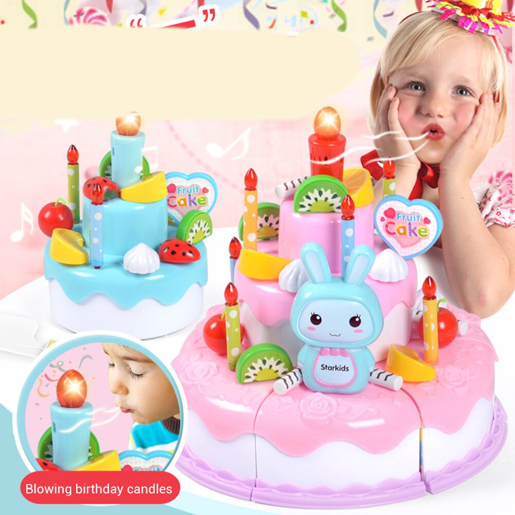 mini Birthday Cake Toys Children 38PCS DIY Fruit Cream Cutting Food ...