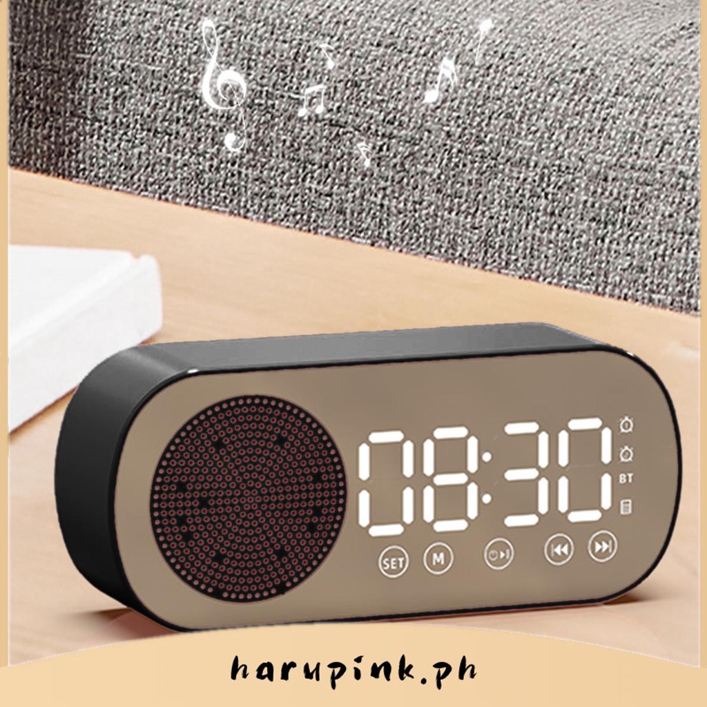 Digital Alarm Clock Bluetooth 5.0 Speaker LED Display Mirror Desk Alarm ...