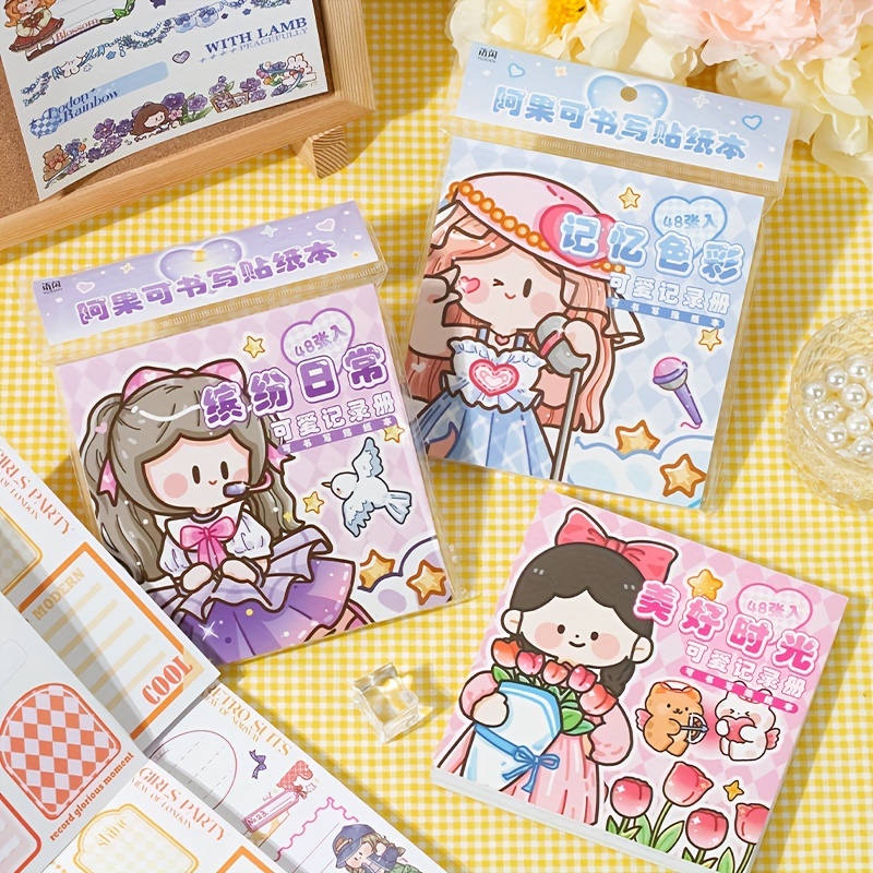 MOHAMM 48 Sheets Cartoon Cute Girls Writable Stickers for Scrapbooking ...