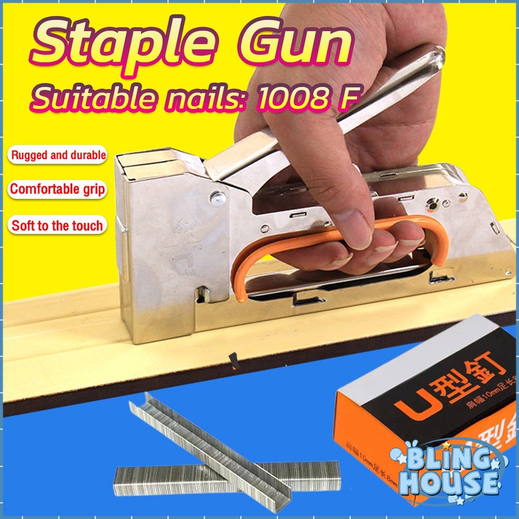 Bling 1008F Staple Gun Tacker Heavy Duty Gun Tacker Staple Gun and ...