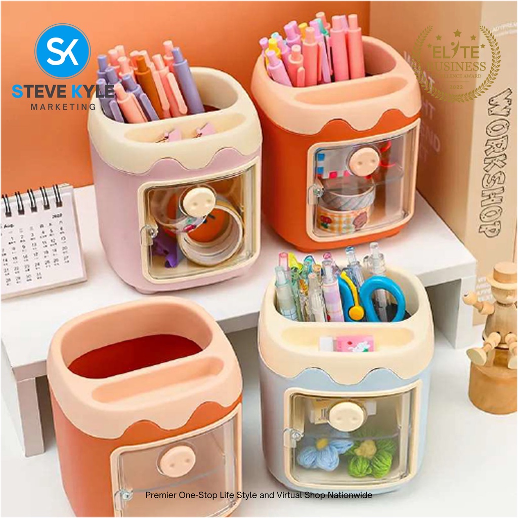 Pencil Holder Grid Multifunctional Desktop Stationery Box | Shopee ...