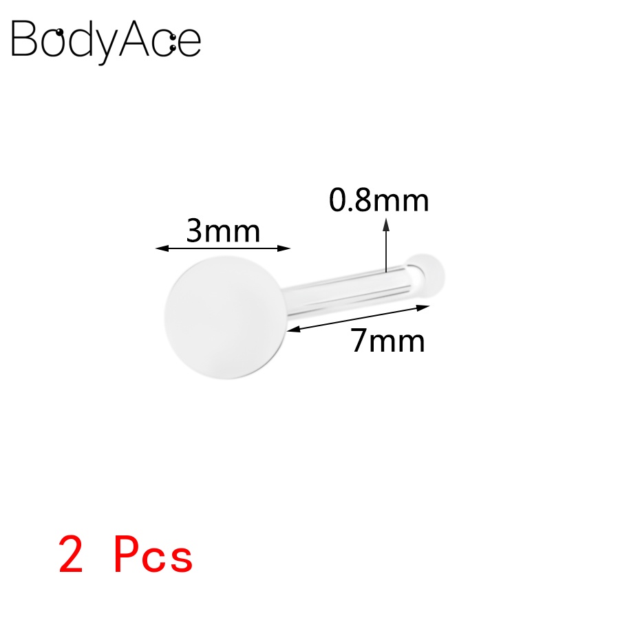 Bodyace 2 Pcs Invisible Nose Piercing Flexible Septum Ring Hidden Clear ...