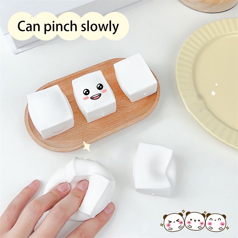 Funny Decompression Toys Tofu Shaped Pinch Water Tofu Block Flour Ball ...