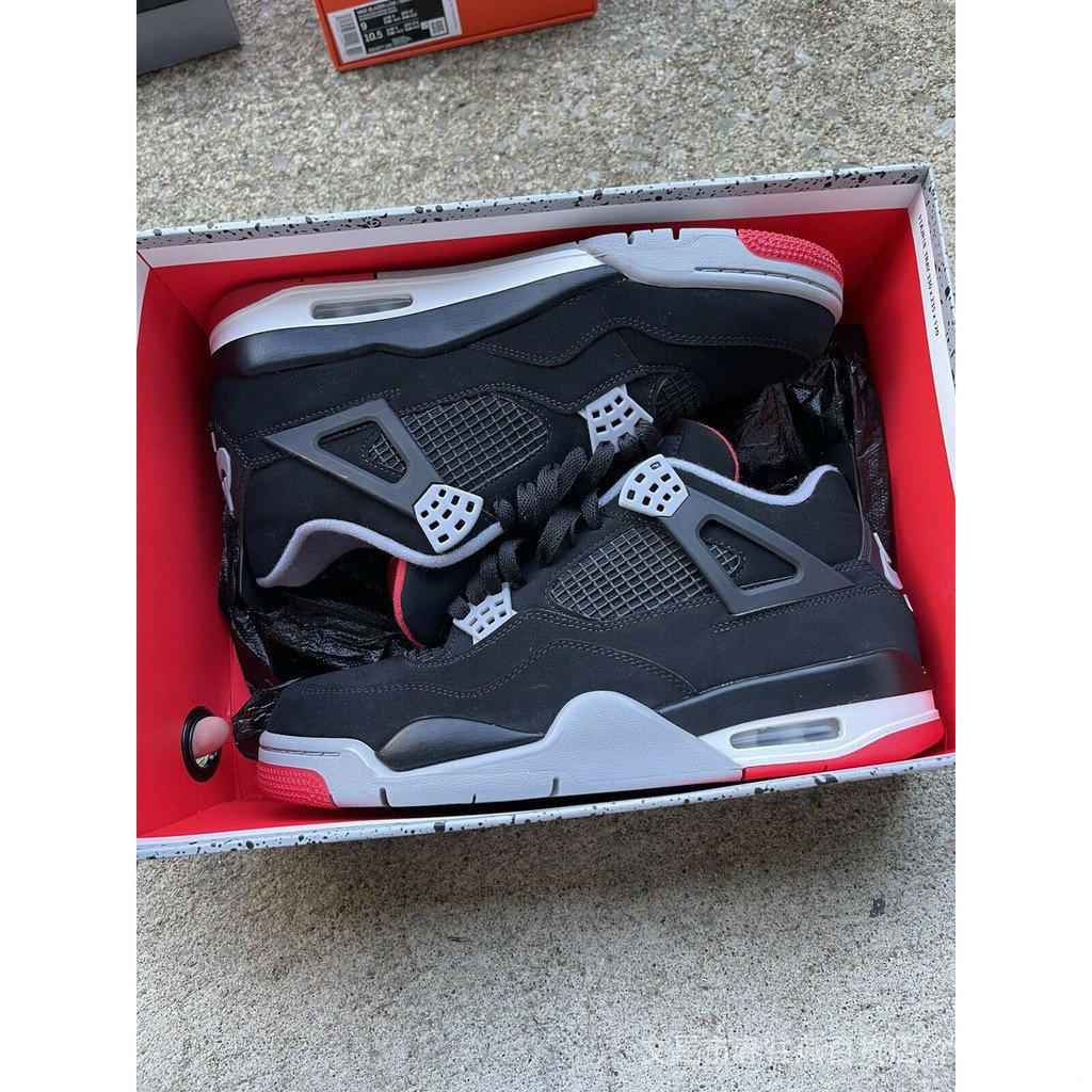 Air Jordan 4 retro og bred 2019 black red 308497-060 aj4 basketball ...