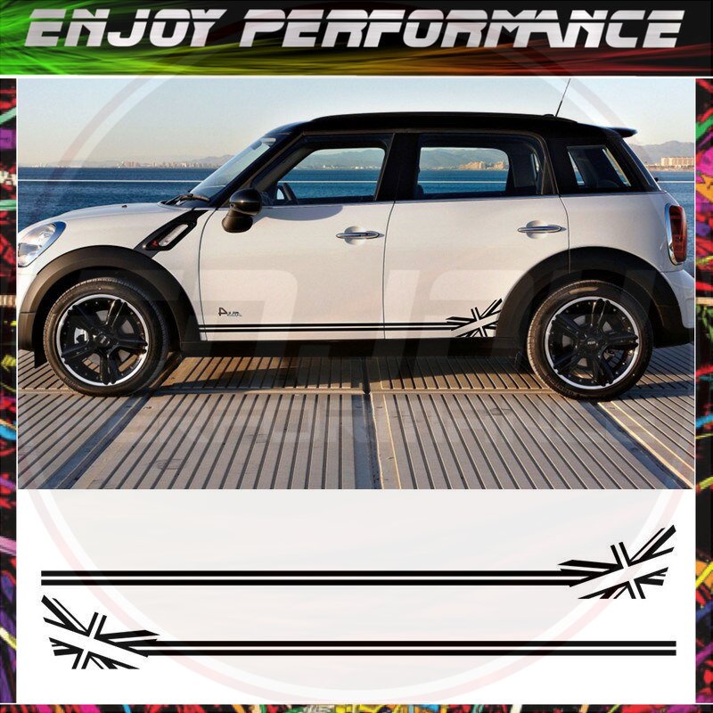 2pcs Car Sticker Flag Style Side Stripe Decals For Mini Cooper R56 R57 ...