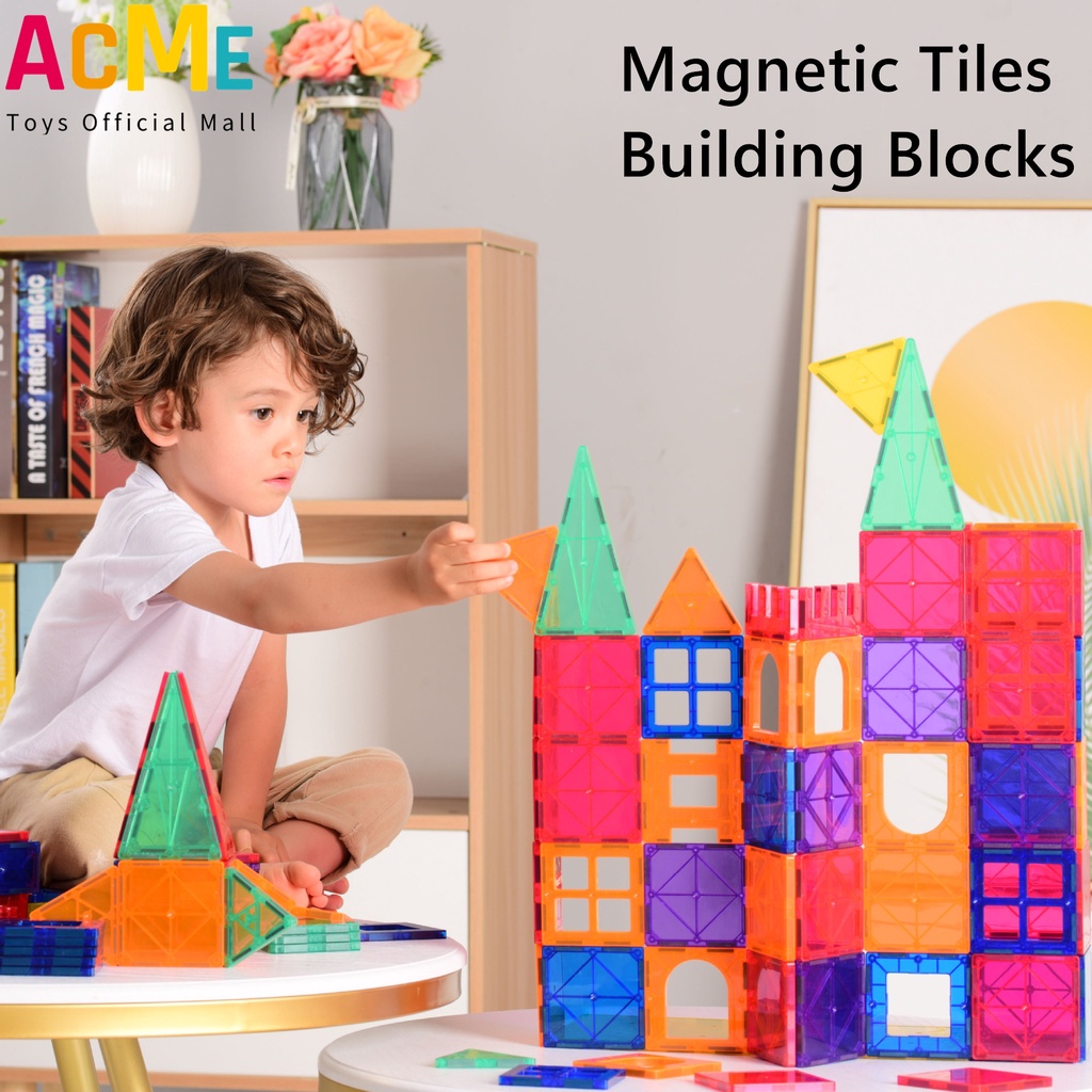 Magnetic Tiles Building Blocks 120pcs ,78pcs , 48 Pcs Educational Toys ...