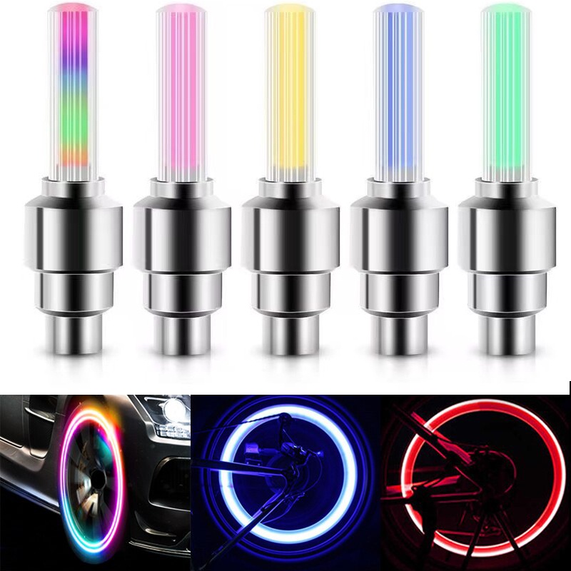 LED Tire Valve Caps Light Neon Flash Lamp Waterproof Tire Universal ...