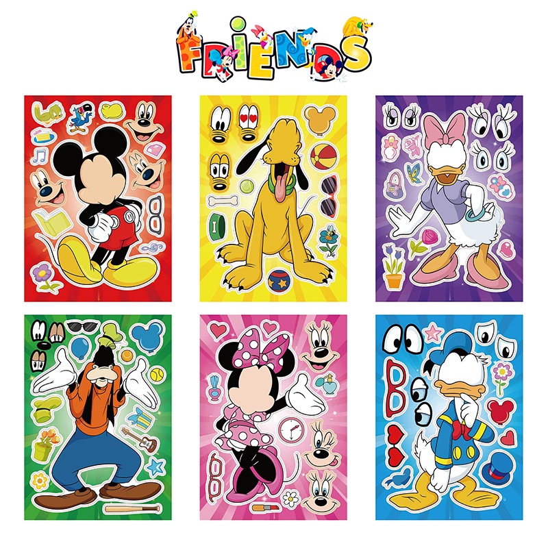 6 PCS Disney Classic Cartoon Mickey Mouse and Donald Duck Series Puzzle ...
