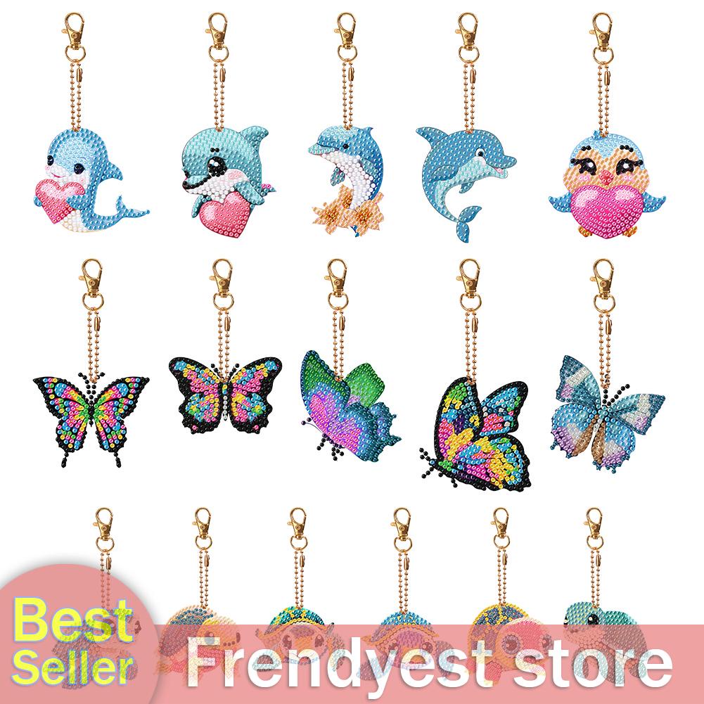 [frendyest.ph]DIY Diamond Art Keychains Double Sided 5pcs Gem Keychains ...