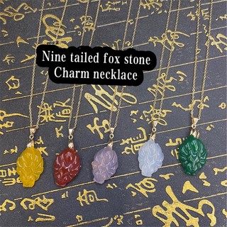 Nine tailed fox jade stone original charm necklace feng shui lucky ...