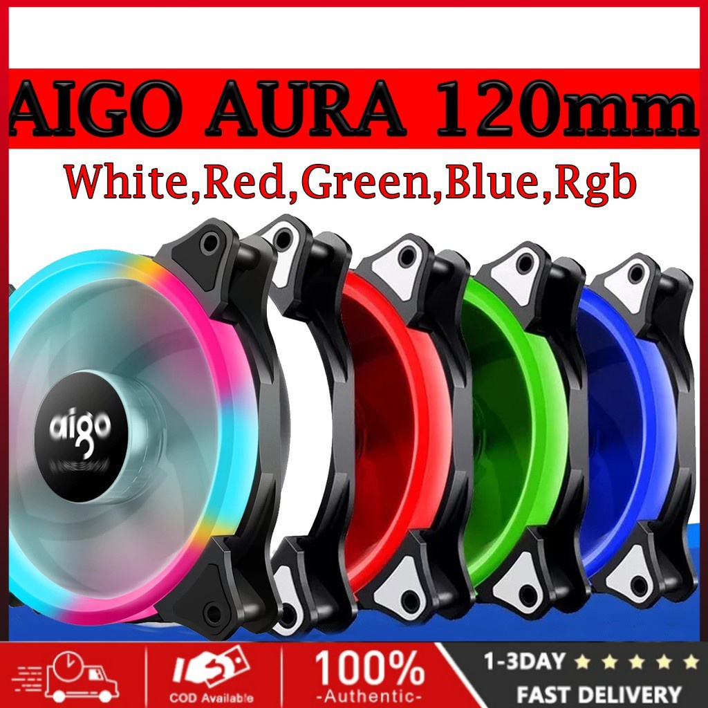 Aigo 120mm Aurora Ring Rainbow Fan computer pc case cooling Halo fan ...