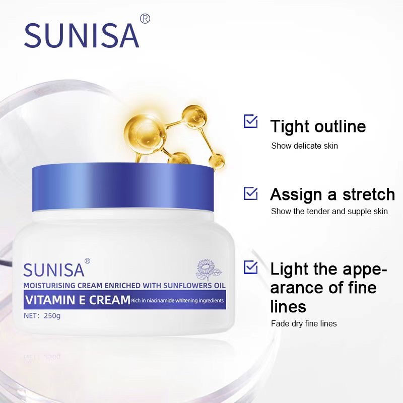 SUNISA VITAMIN E MOISTURIZING CREAM 250ml Rich in Niacinamide Whitening ...