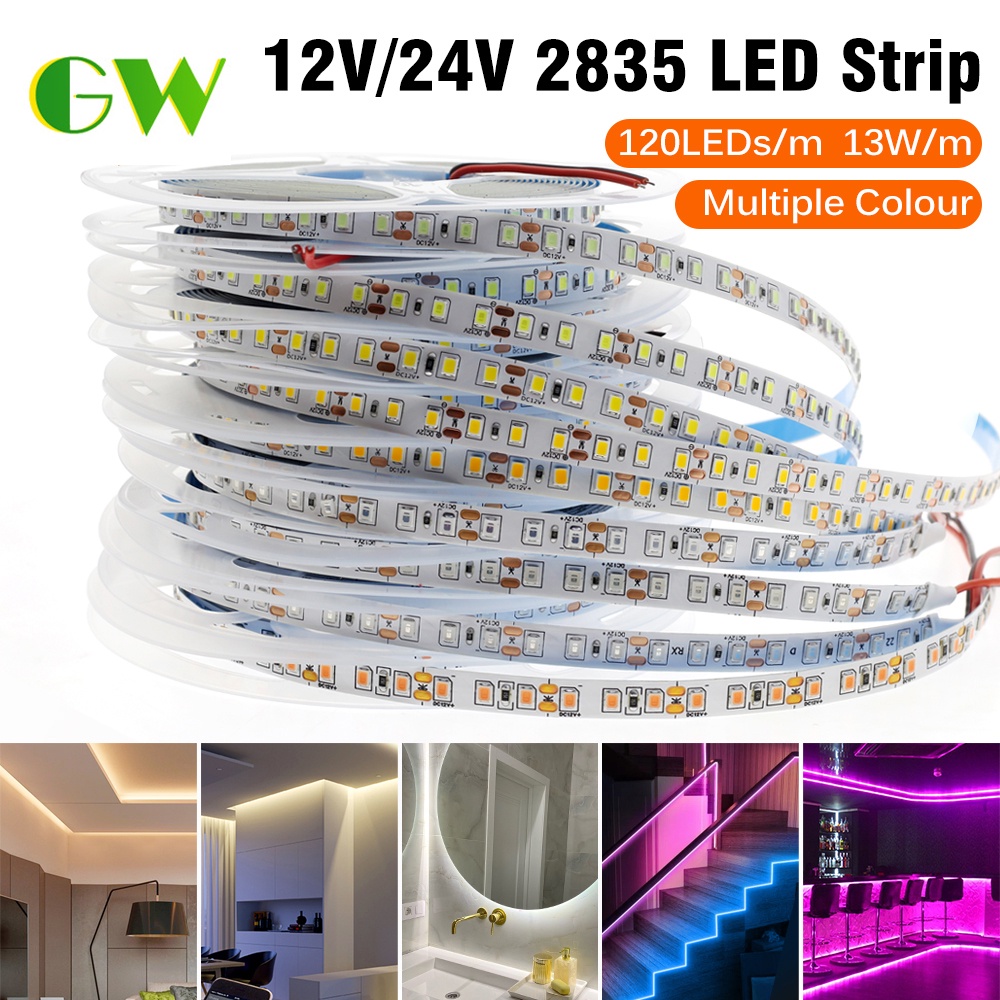 5M 10M LED Strip 12V 24V 120LEDs/m LED Lights High Brightness White/Red ...