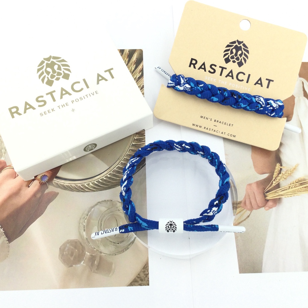 RASTAClAT Ink white & blue Braided bracelet Ink design woven wristband ...