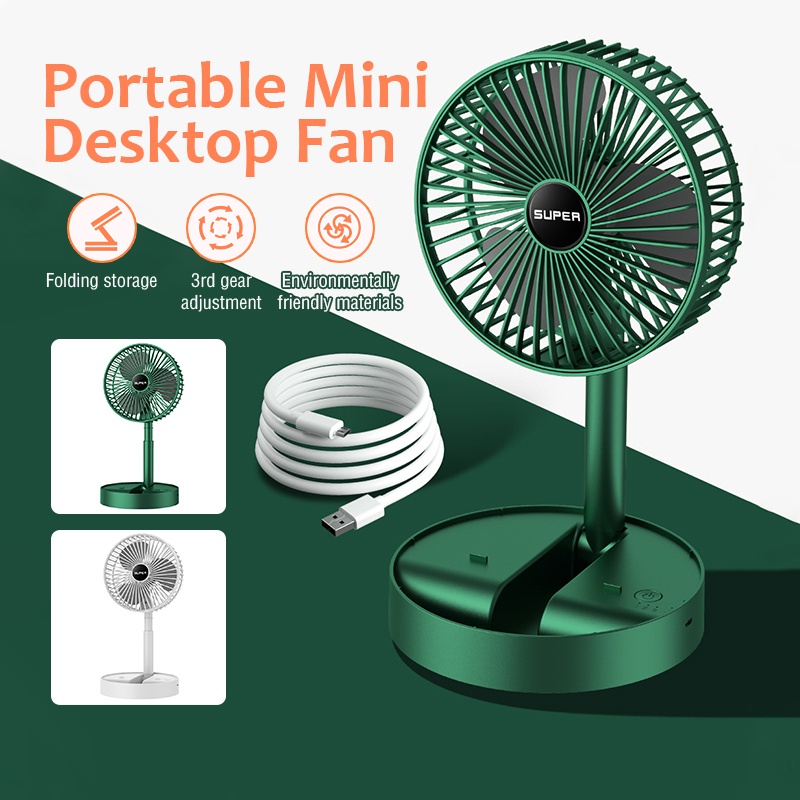 Electric Fan Mini Fan Folding Fan USB Charging Retractable 3-Speed Wind ...
