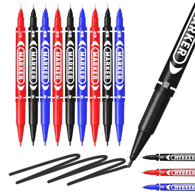 0.5/1mm Double-headed Twin Tip Permanent Marker Pen/Waterproof Ink Nib ...