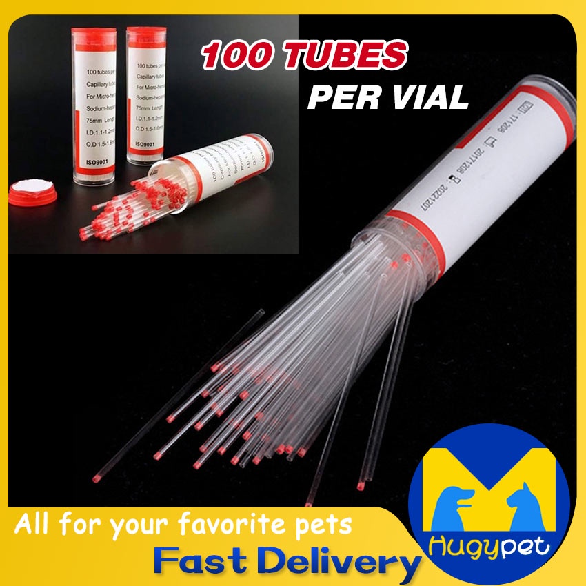 100Tubes Capillary Tube Microhematocrit Sodium Heparinized Length I.D ...