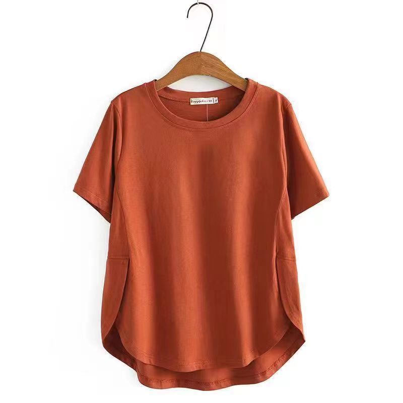 Women's T-shirt with Short Sleeves and Size Front Short Back Long Top ...