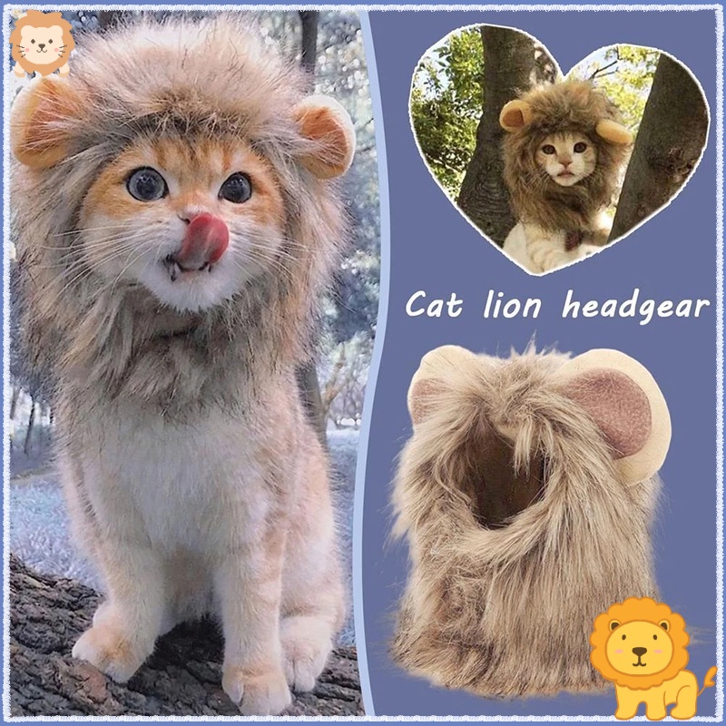 Pet Lion Mane Wig Hat Pet Funny Headgear Halloween Cosplay Dog Cat Pet ...