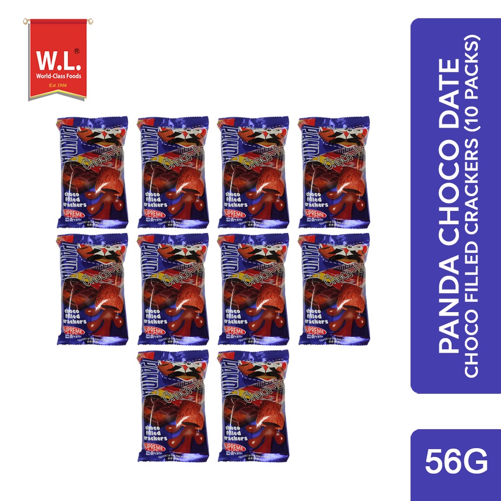 WL FOODS Panda Choco Date Choco Filled Crackers 56g x 10's | Shopee Philippines